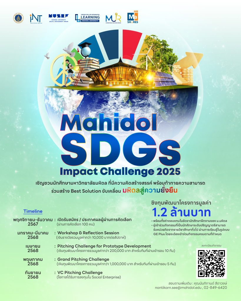 เปิดรับสมัคร Mahidol SDGs Impact Challenge 2025 - iNT Mahidol
